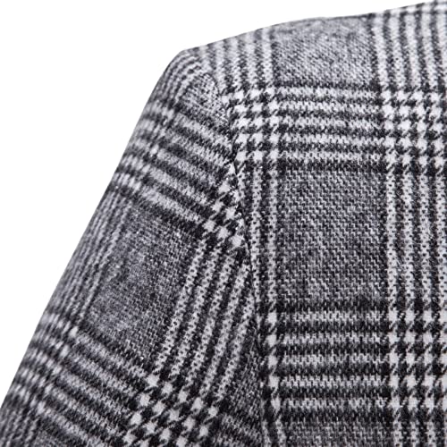 Mens Flannel Shirts Long Sleeve,Men's Casual Plaid Wool Blend Shacket Button Shirt Long Jacket Coat Gray Plaid Jacket