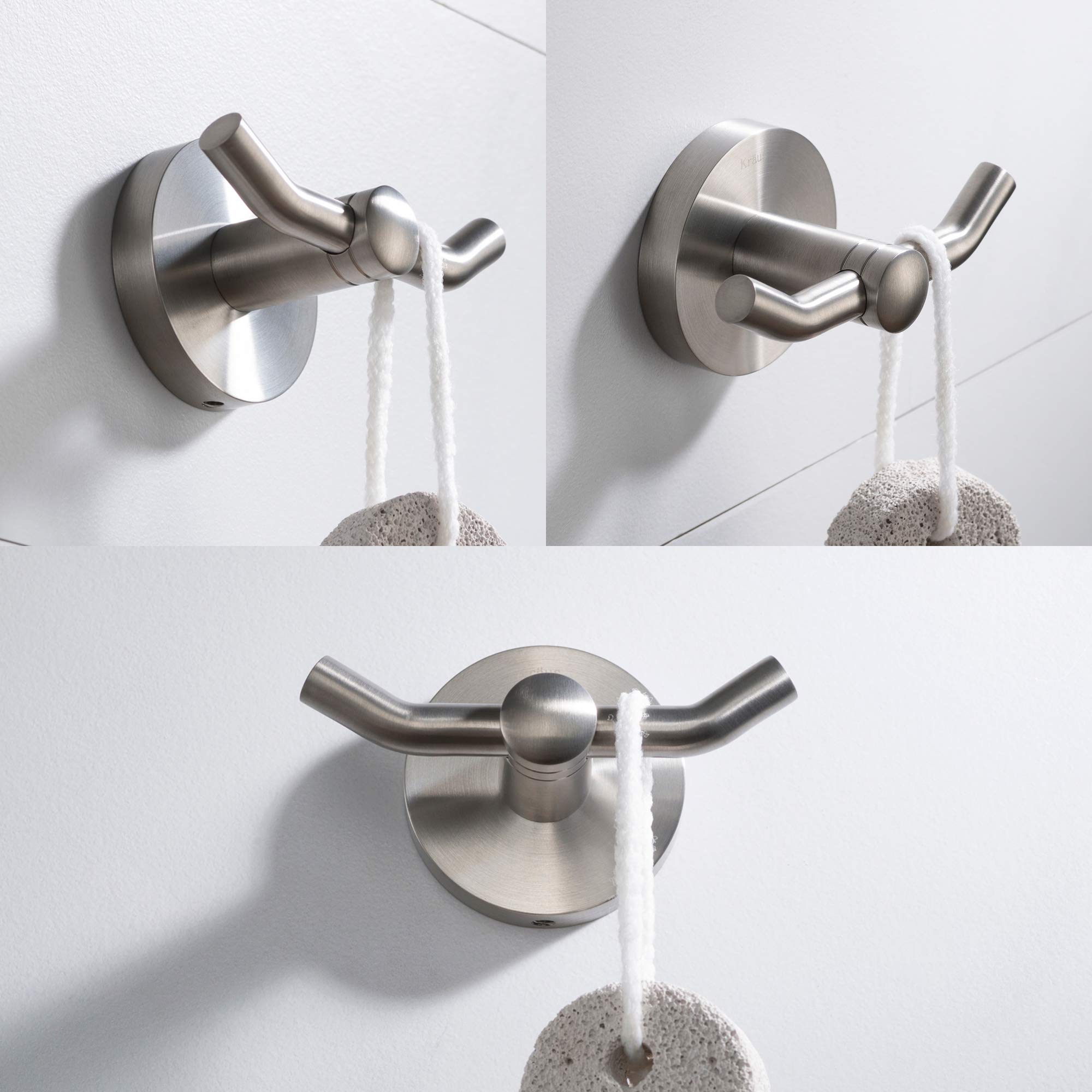 Kraus C-KEA-188BN Elie 4-Piece Bath Hardware Set with 24-inch Bar, Paper Holder, Towel Ring and Robe Hook, Brushed Nickel