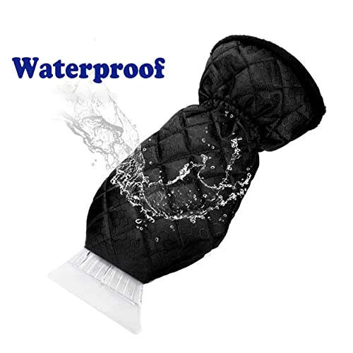 ZARSIO Ice Scraper with Glove Waterproof Car Scraper Mitt Thick Warm Snow Remover Glove Car Window Frost Removal Brush Tool for Car Windshield