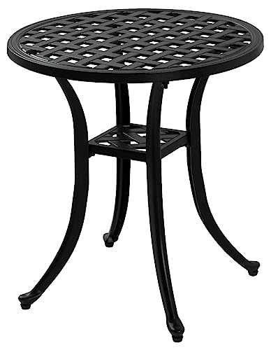 ZOTORUN Outdoor Cast Aluminum Side Table End Table for Patio, Backyard, Pool, Indoor Companion, Easy Maintenance and Weather Resistant, Black