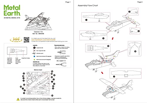 Metal Earth Cessna 172 3D Metal Model Kit Bundle with Tweezers Fascinations