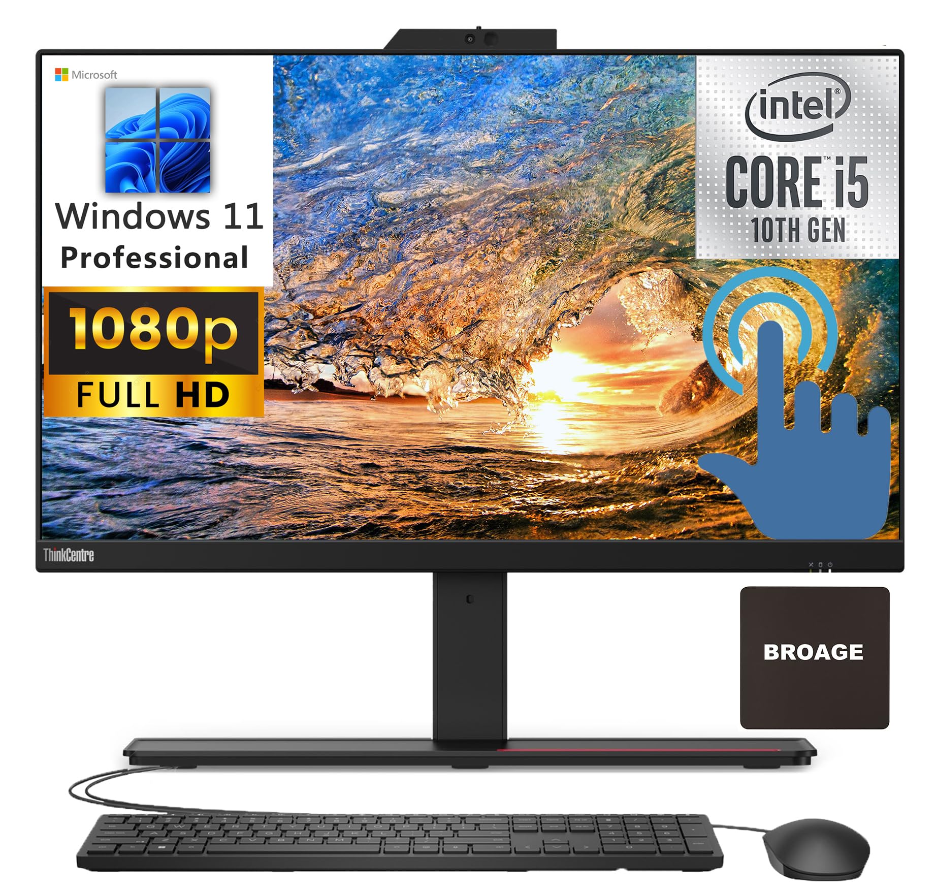 Lenovo ThinkCentre M90a AIO 23.8" Touchscreen FHD Business All-in-One Desktop Computer, Intel Hexa-Core i5-10400 (Beat i7-8700), 64GB DDR4 RAM, 4TB SSD, DVDRW, WiFi 6, Windows 11 Pro