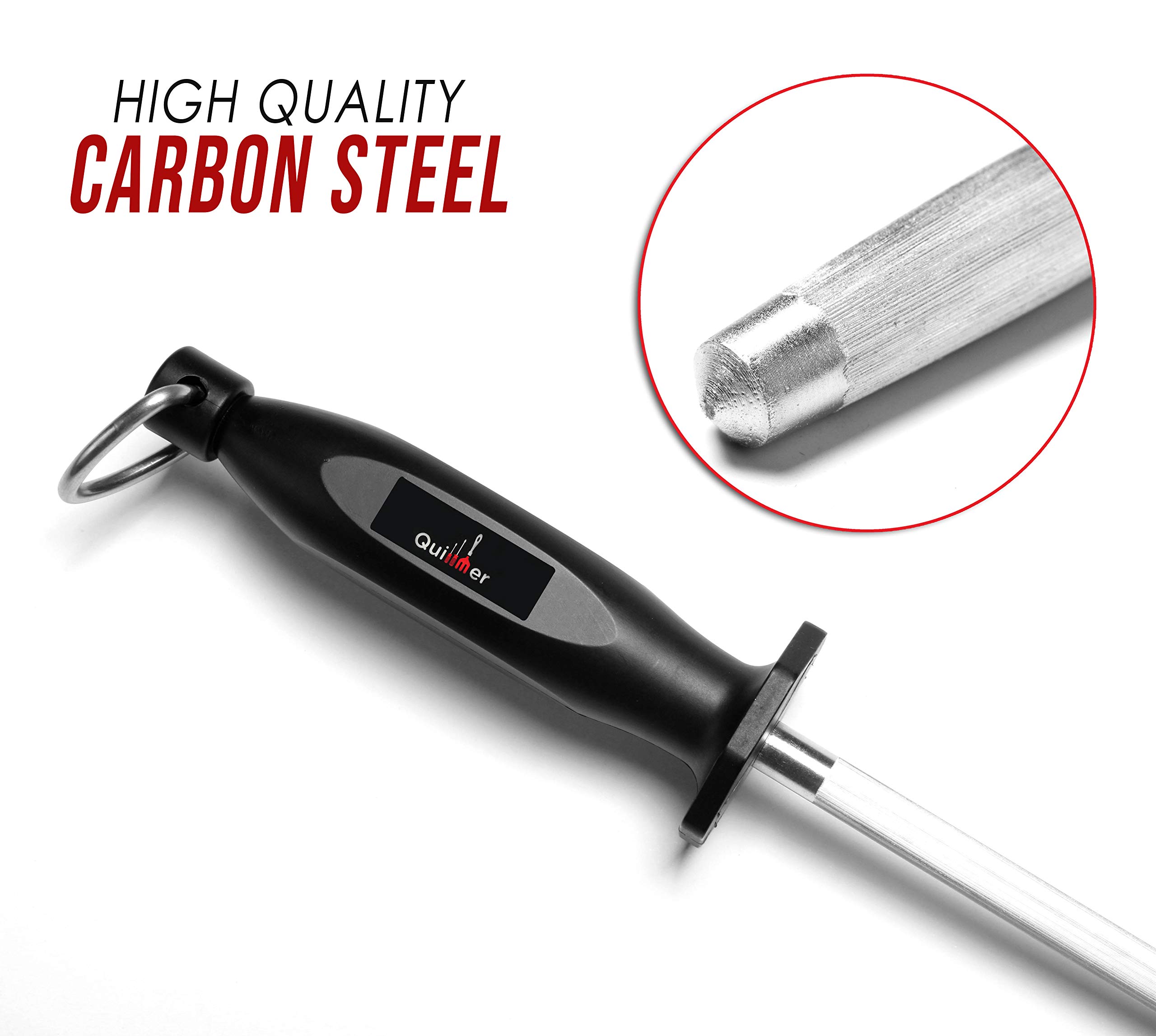 Knife Sharpening Rod | 10" Chromium Plated Stainless steel knife honing tool| Knife sharpener for kitchen with PVC Sleeve | High carbon steel knife sharpener | High function cutlery sharpener