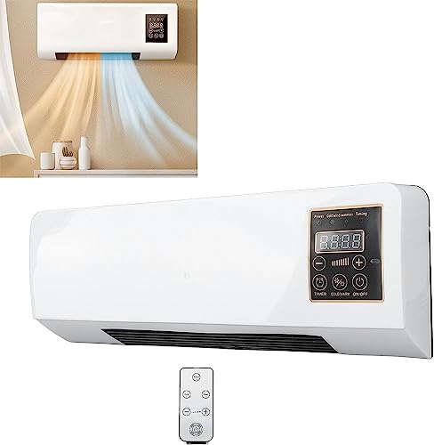 VKEKIEO Small Air Conditioners Fan Wall Mounted Mini Cooling and Heating Air Conditioner fan Remote Control Portable Cooler Fan and Heater Combo Home Bathroom Bedroom Office Room Light White