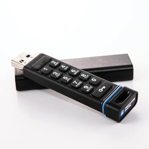 SecureData SecureUSB KP 8GB Hardware Encrypted USB 3.0 Flash Drive FIPS 140-2 Level 3 Unlock via Keypad TAA Compliant, CJIS, HIPAA, CMMC, GDPR Compliant, Works with Mac and Win Free AV