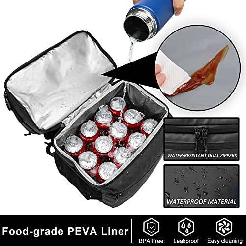 MIER Insulated Cooler Backpack Leakproof 2 Compartment Back Pack Cooler Bag Large Waterproof Lunch Backpack with Coolers for Men Women to Work Beach Picnics Camping Hiking, Double Deck (25 L, Black)