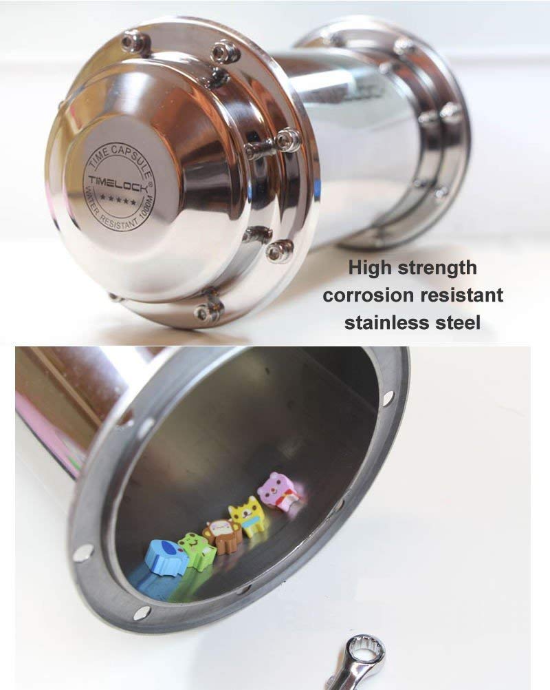 MAYAGU 10.2" Stainless Steel Time Capsule Waterproof Lock Container Storage Future Gift