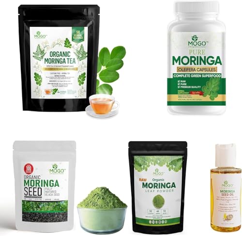 MOGO Organic Moringa Tea Bags - 50 Count,100% Pure,Caffeine Free,Rich Aroma and Taste, Premium Grade Moringa Tea Leaves, Antioxidants Rich Herbal Tea(Packaging Vary)