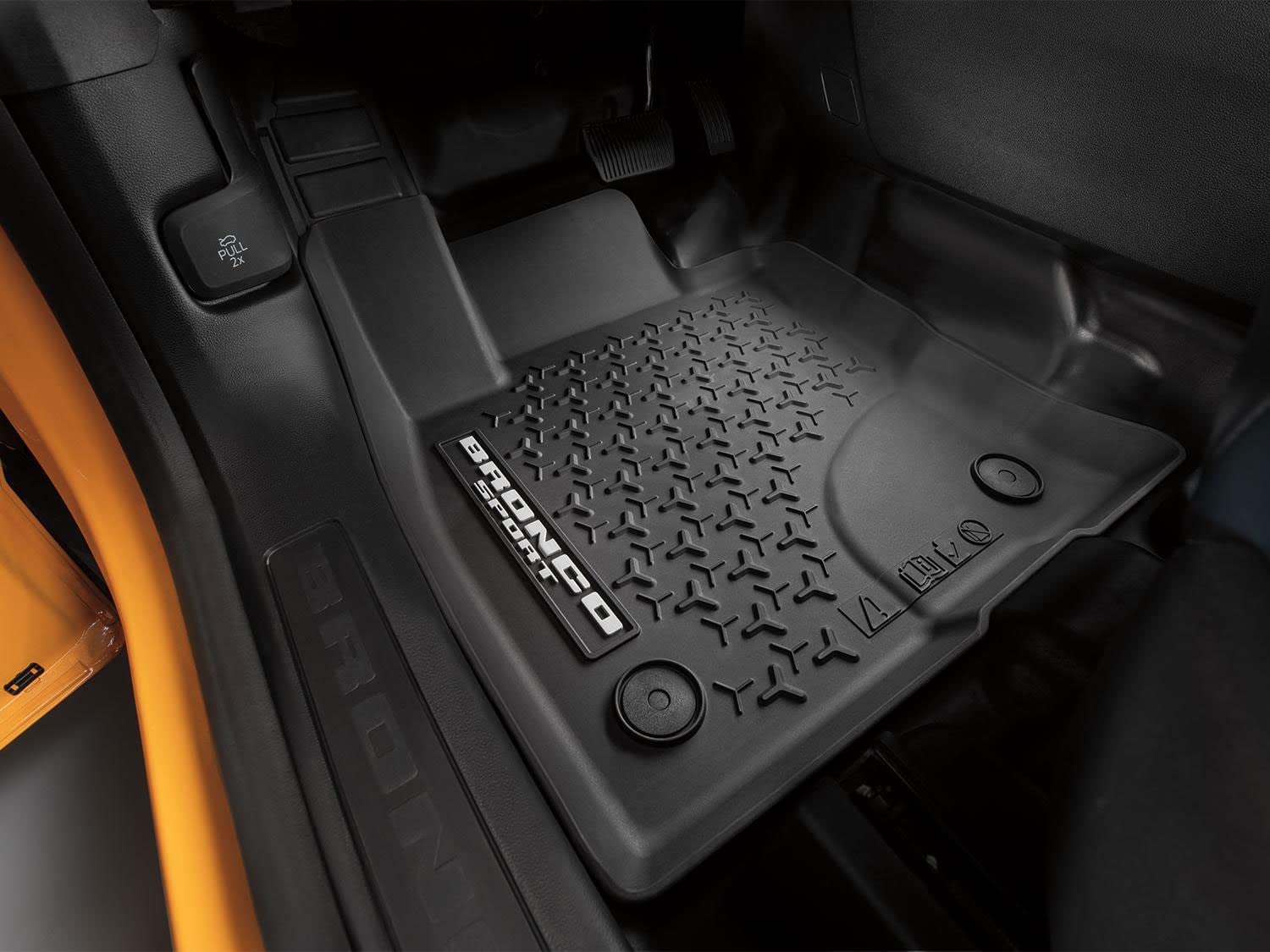OEM Front ,Rear, & Cargo 5pc Black Rubber Floor Mat Liners for 2021-2022 Bronco Sport w/ Full Size Spare Tire