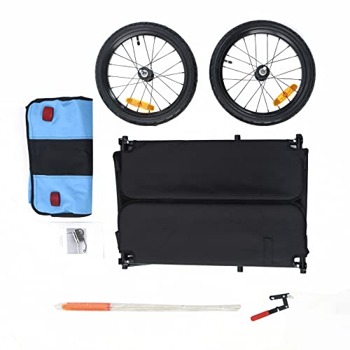 LIBOOI Bike Cargo Trailer, Bike Luggage Wagon Trailer with Removable Cover, 16’’ Wheels Bicycle Bicycle Cargo Trailer Folding Frame Quick Release