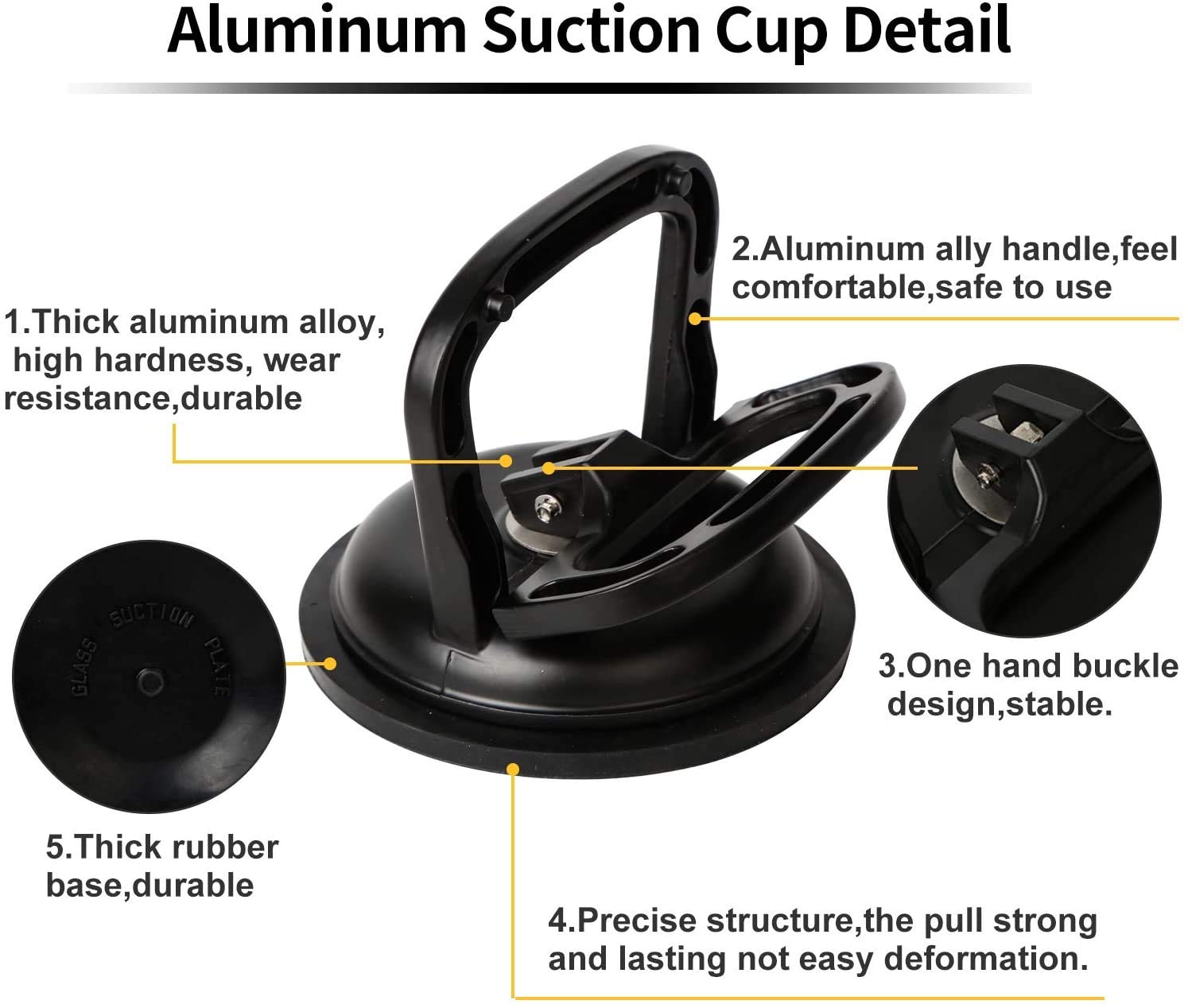 Kaisiking 2 Pack Aluminum Glass Suction Cup Puller Lifter Floor Gap Fixer Floor Tile Suction Cup for Lifting Moving Glass, Tiles, Mirror, Granite, Fix Gap Laminate Floors