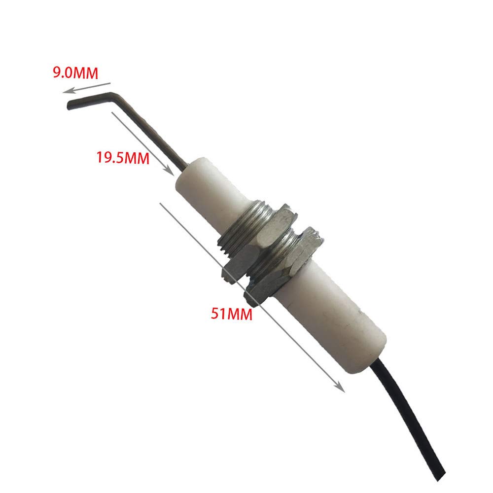METER STAR Gas Grill/Range/Heater/Grill Igniters,Push Button Piezo Igniter with Threaded Universal Ceramic Electrode Ignition Spark Plug Wire Long 11.8β Electronic Device Set of 2