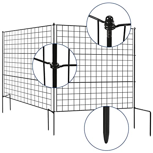 ICITYWALL 5 Panels 15ft (L) X 39in (H) Decorative Garden Fence, Solid h Post Design, Rustproof Wire No Dig Animal Barrier Fencing Outdoor for Backyard Patio(5 Panels 36"L x 39" H, 6 stakes)