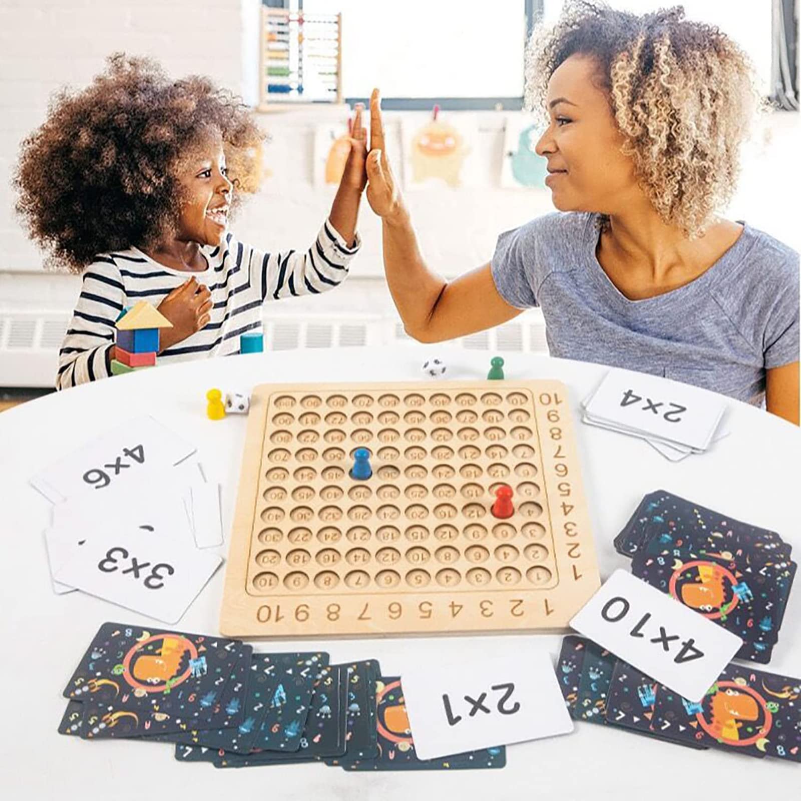 Pigdun Wooden Math Multiplication Board,Math Multiplication Board Games,Math Table Board Game,Educational Board Games Wooden Math Blocks Board for Toddlers Kids Over 3 Years Old