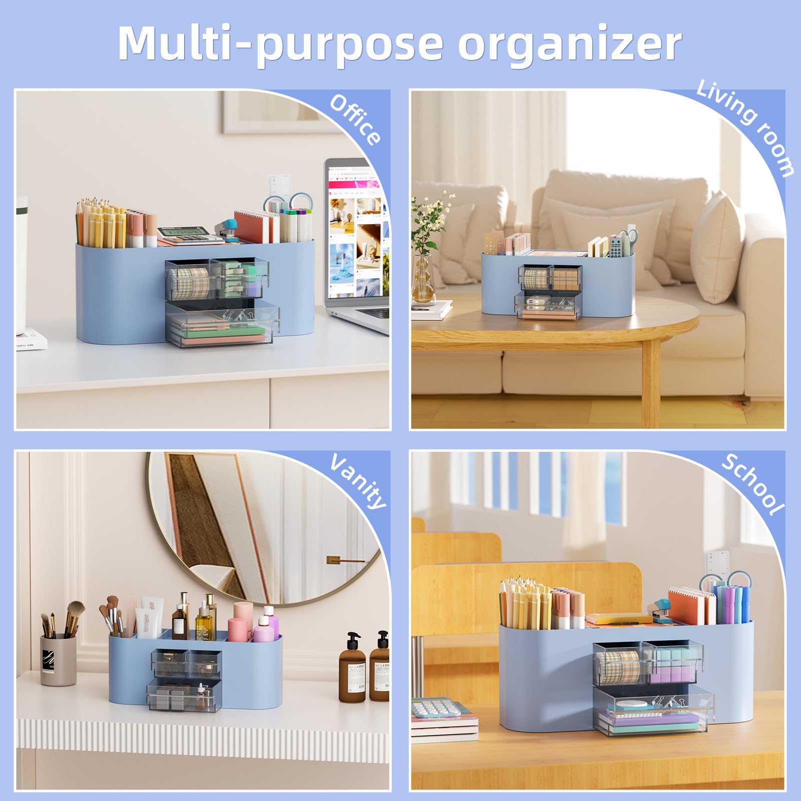 Magnetic File Holder, 4 Compartments Magnetic Paper Holder with Strong Magnetic Back, Magnetic Mail Organizer for Bill, Documents, Coupons, Mails, etc.