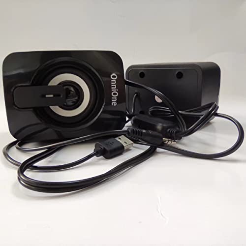 OnniOne audio speakers - Small Size - with Volume Control & 3.5 mm Aux Audio Plug to Connect to Laptop