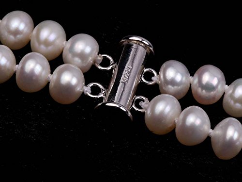 JYX Double-row 8mm Flatly-round Freshwater Cultured Pearl Necklace 22"