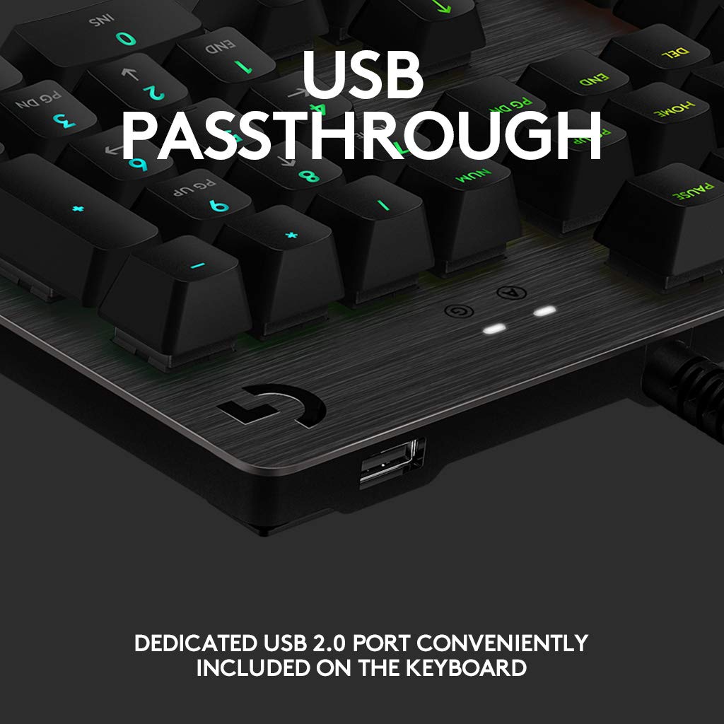 Logitech G513 Carbon LIGHTSYNC RGB Mechanical Gaming Keyboard with GX Brown Switches, Memory Foam, USB Pass-Through Port, Aircraft-Grade 5052 Aluminum Top Case - Tactile (Renewed)
