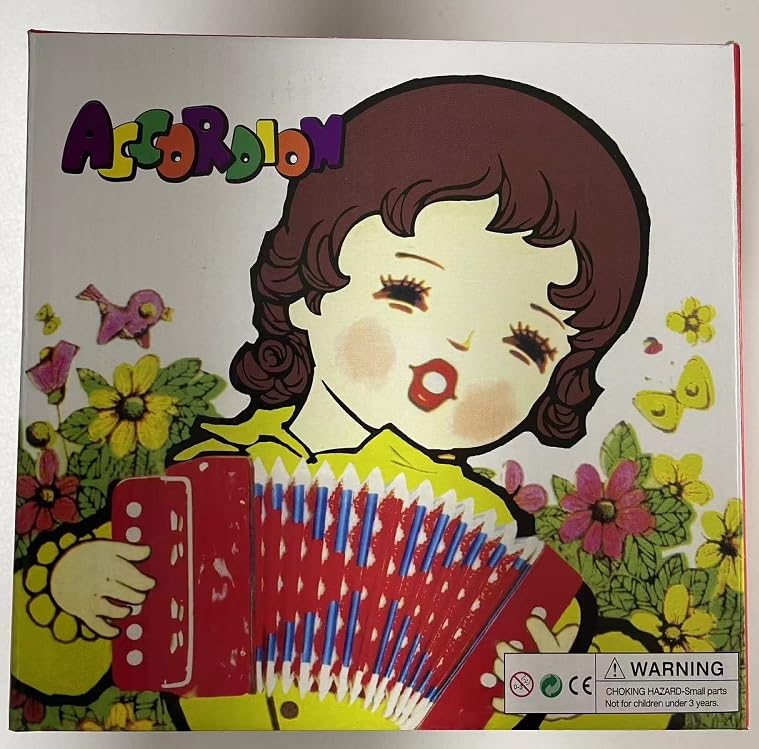 Mini Accordion 10 keys Button Kids Accordian,Musical Instrument,Accordions for Beginners (Red)