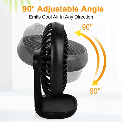Kakuru USB Desk Fan Strong Wind Cooling Fan with Adjustable Head, Quiet Portable Fan for Desktop Office Table, 3 Speeds, Mini Size Table Fan Computer Fan for Home Outdoor Travel