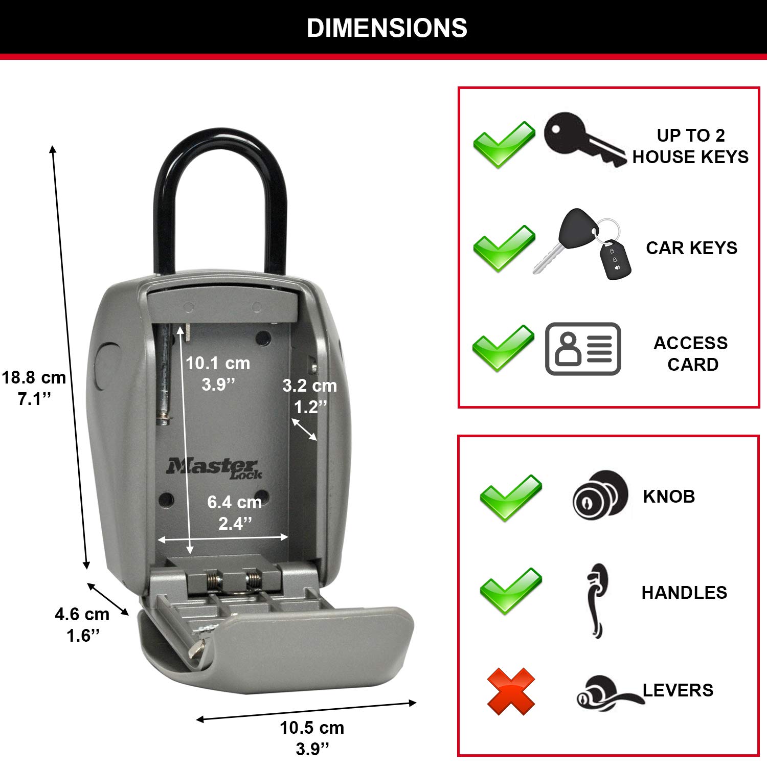 Master Lock Heavy Duty Key Lock Box, Outdoor Lock Box for House Keys, Key Safe and Combination Lock, 5 Key Capacity, 5414EC