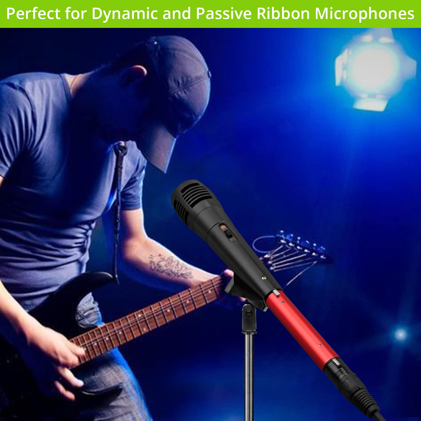Microphone Preamp, LiNKFOR Dynamic Microphone Amplifier, 28dB Gain Range Microphone Preamp for Livestream, Broadcast, Podcast, Vocal Recordings