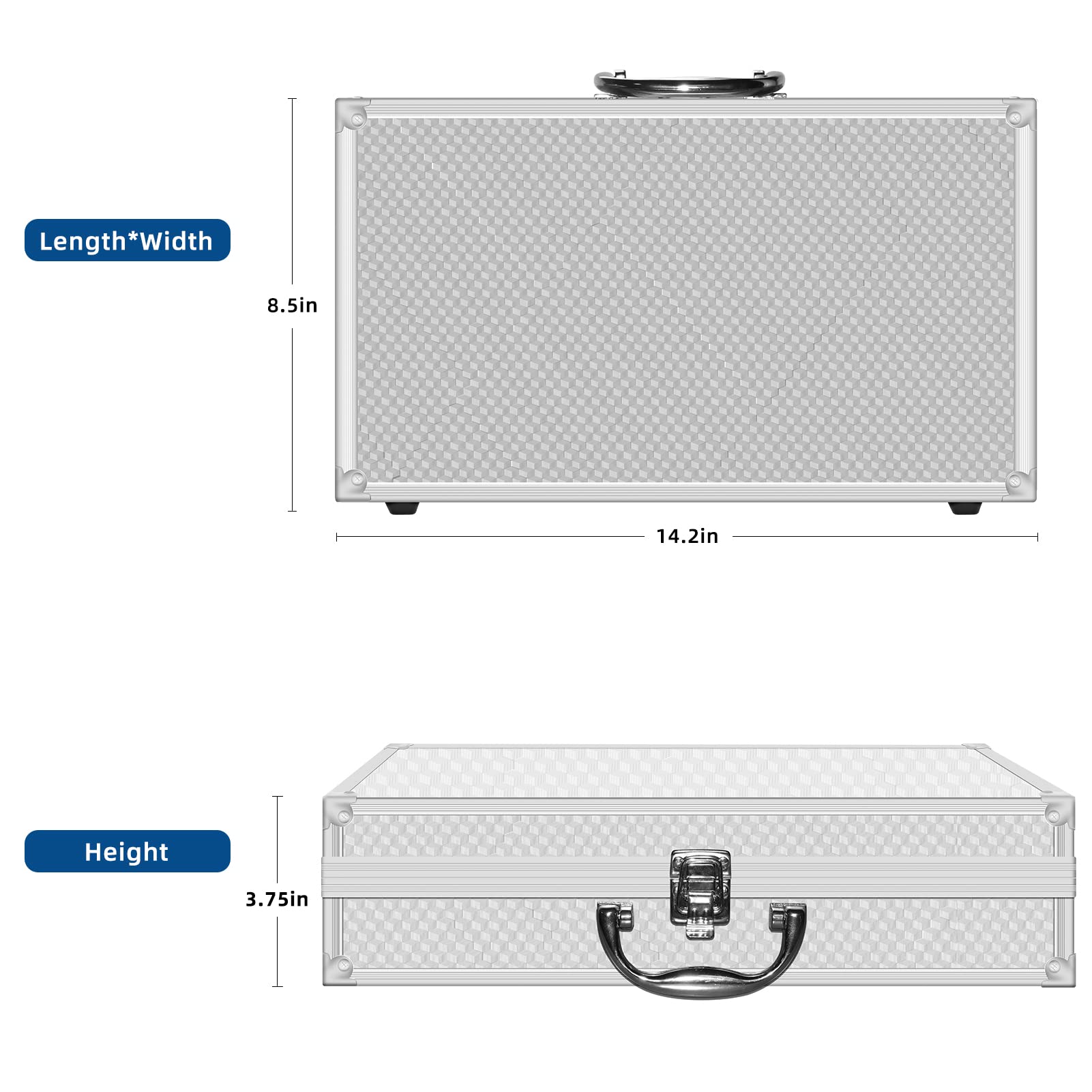 SSS·GRGB Hard Battery Organizer Storage Box - Holds 100+ Batteries + Battery Tester | Durable | Waterproof & Shockproof | Organize and Store AA AAA C D 9V Batteries (Hexagonal Twill, Silver-1)