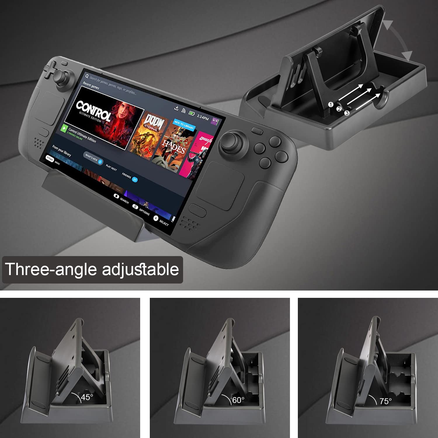 OwlTree Upgraded 2022 Stand Dock for Valve Steam Deck, Anti-Slip Adjustable Foldable Stand Base Compatible with Steam Deck Dock Stand Accessories