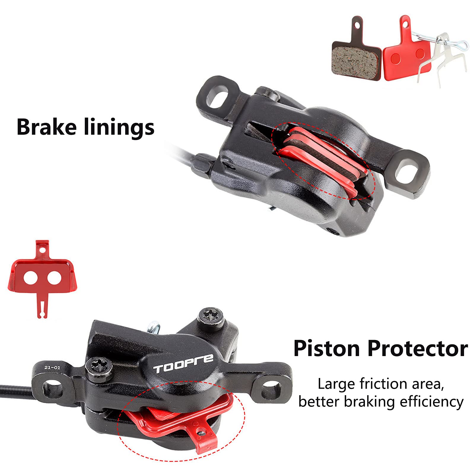 LIXADA Mountain Bike Hydraulic Disc Brake Aluminum Front and Rear Caliper Disc Brake Bicycle Accessories are Suitable for Most Mountain Bikes, Road Bikes, Fixed Gear Bikes, Mountain Bikes, etc.