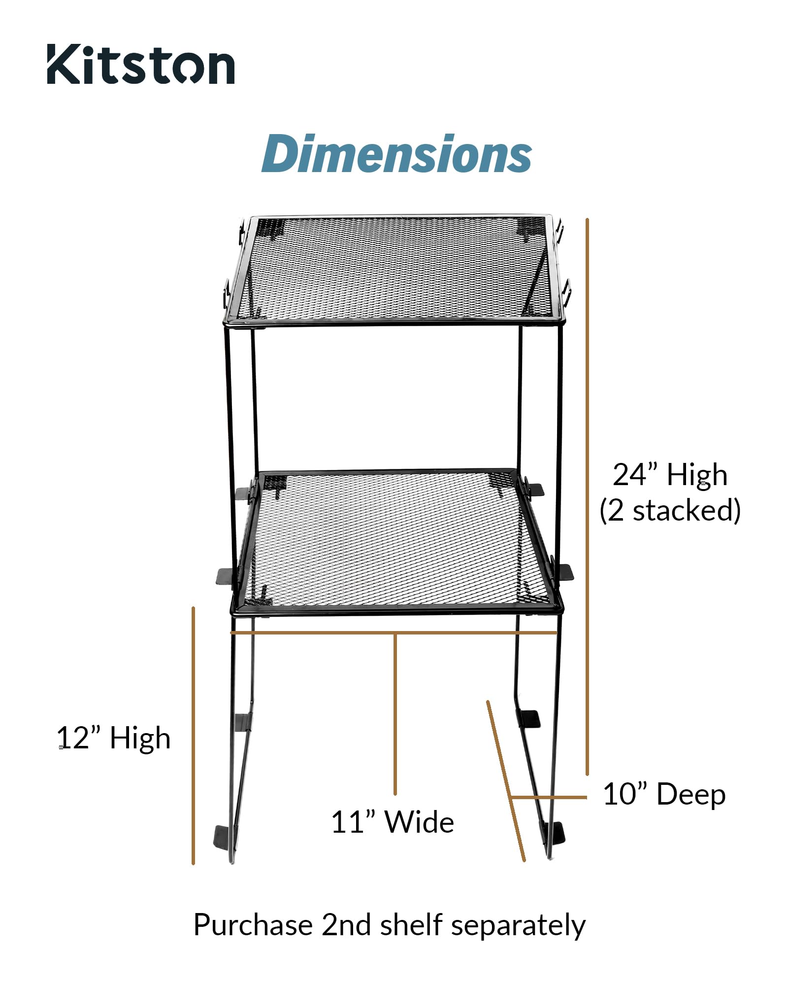 Kitston Metal Locker Shelf for School, Gym, or Work, Stackable, Use Also Under Sink and in Cabinets (Black)