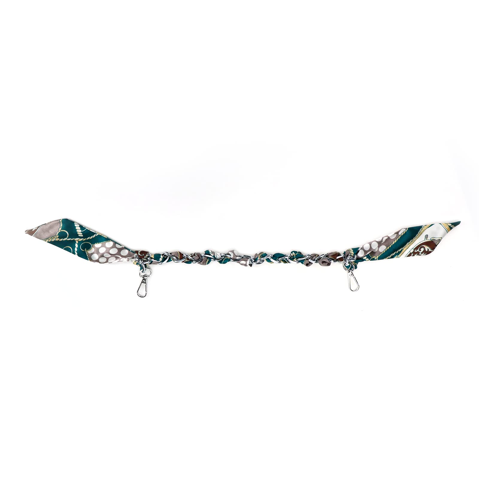 Meprotal 2pcs 17.7-Inch Length Silk Metal Chain Bag Handle Handbag Silk Strap Handle Replacement Accessories for Handbags Purses Making (Green Classic)