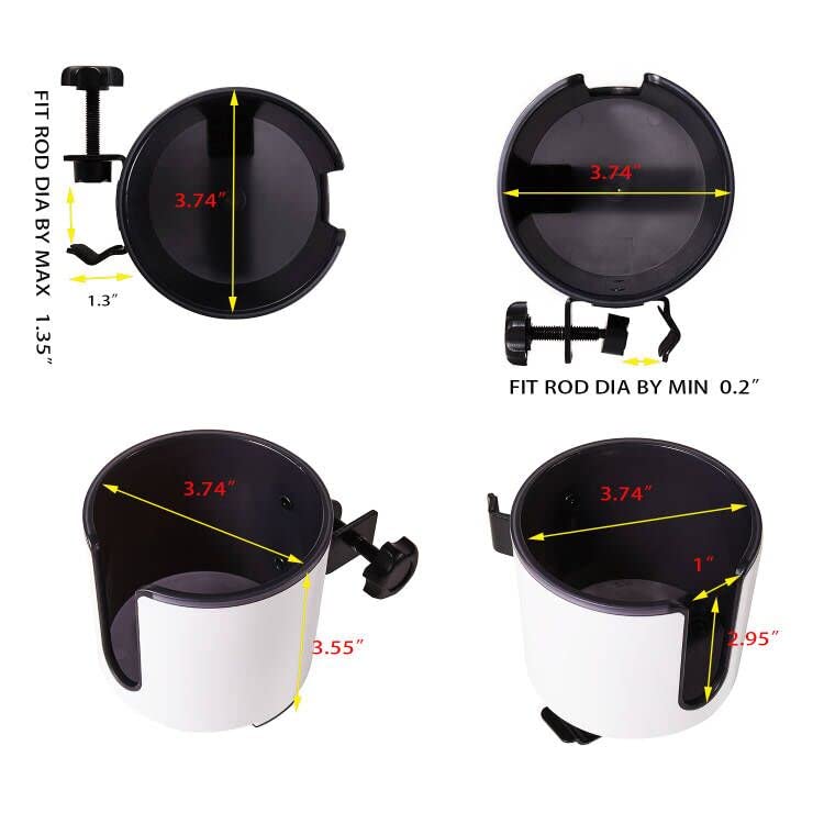 Luxury 2-in-1 Clamp-On Cup Holder/Bottle Holder for Microphone Stand Tube (WHITE)