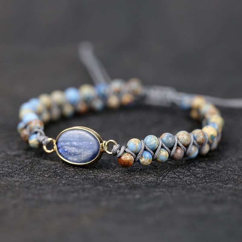 NA Natural Stone Blue Stone Charm Bracelet Natural Stone String Braided Marame Friendship Bracelet