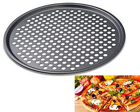 Pizza Pan with holes -Nonstick Carbon Steel Pizza Pan, Pizza pans,Pizza Tray Bakeware Perforated Round For Home Kitchen - PROFESSIONAL CLASS 32.5CM Diameter 12 3/4" INCHES with Fast Crisp Technology