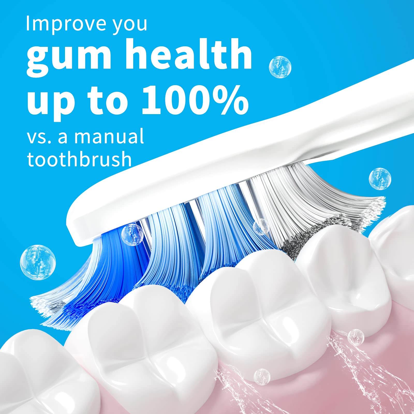 SEEYOU Electric Toothbrush for Adults, Rechargeable Sonic Toothbrush with App and 3 Brush Heads, 5 Modes 4 Mins Smart Timer, 10X Cleaning Toothbrush- White