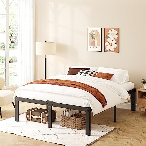 Sosain 14 inch Full Bed Frame Metal Platform Frame no Box Spring Needed,Black Heavy Duty Sturdy Steel,Easy Assembly,with Storage