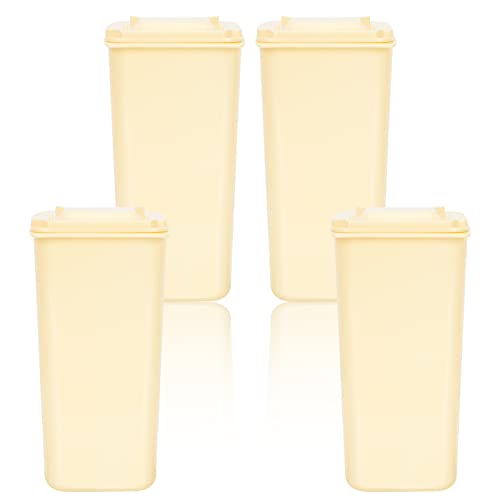 Zerodeko Trash Cans 4pcs Mini Trash Can Desktop Waste Garbage Bin with Lid Wastebasket Countertop Wastebasket Trash Can for Home Office Vanity Tabletop Bedroom Bathroom Yellow Small Trashcan