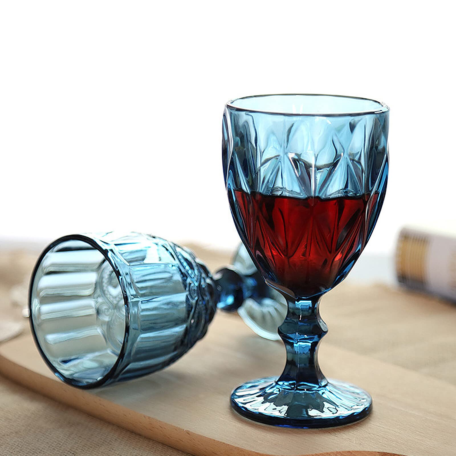 Kawlity 6pcs Glass Goblet Vintage Retro Glass Goblet Stemware Wine Goblet Wine Cup Glassware for Beverage Wine