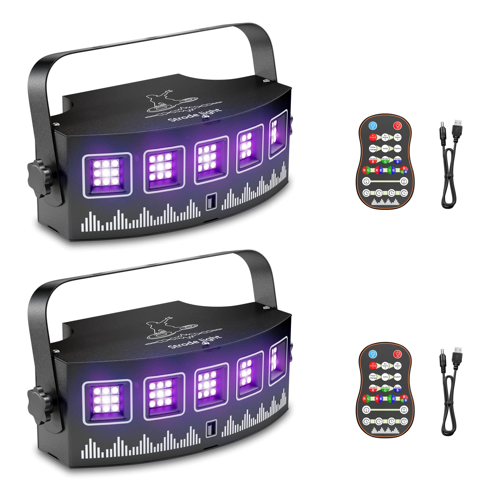 Mini Strobe Party Light, Hakuta 45 LEDs DJ Projector Lights Sound Activated with Remote, DJ Disco Stage Party Lights for Halloween, Christmas, Birthday, Wedding and Club