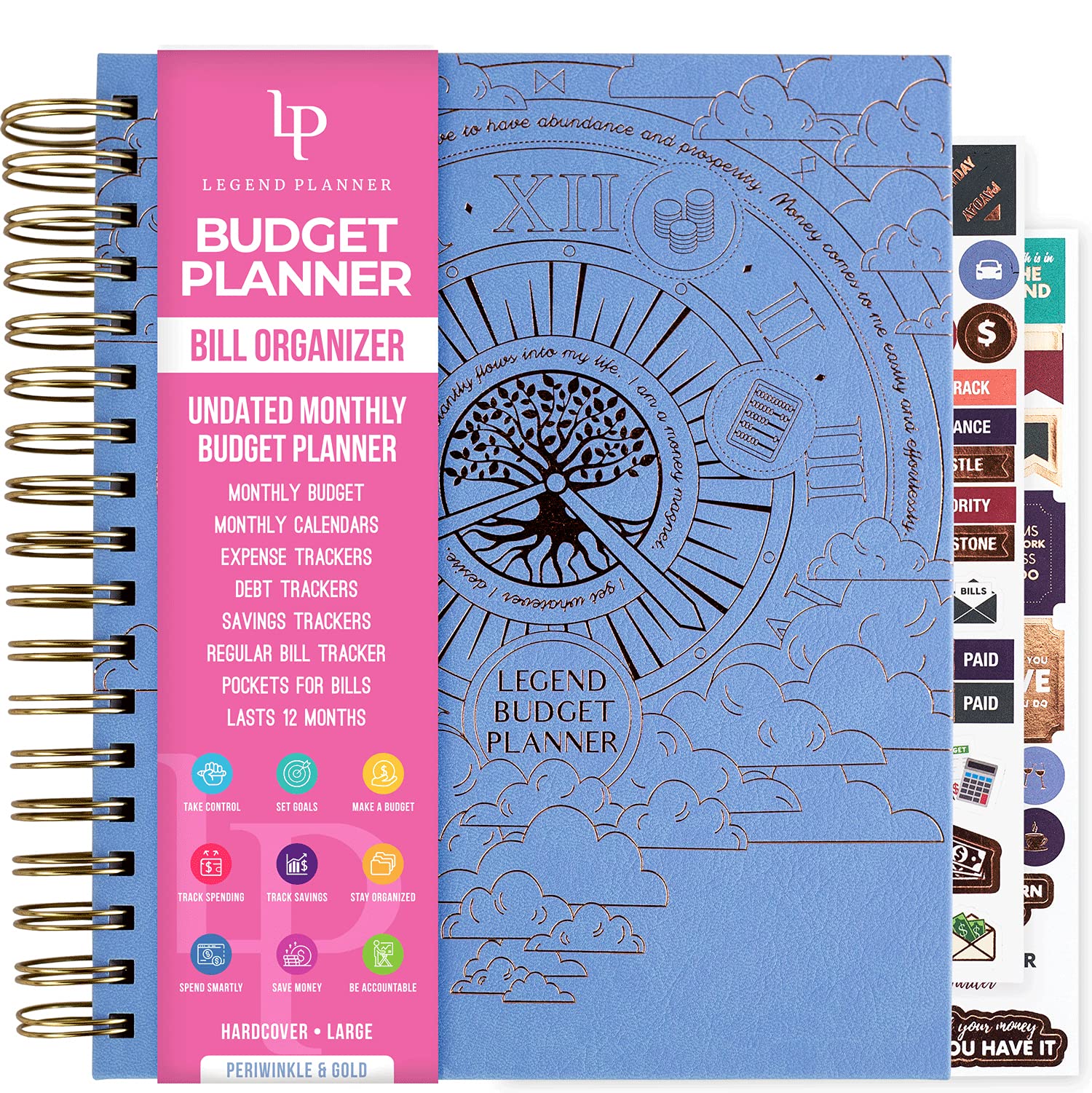 Legend Budget Planner & Monthly Bill Organizer with Pockets – Home Finance Book with Bill Payment & Expense Trackers – Financial Notebook for Household Budgeting & Money Management - Large, 8x9.5”,