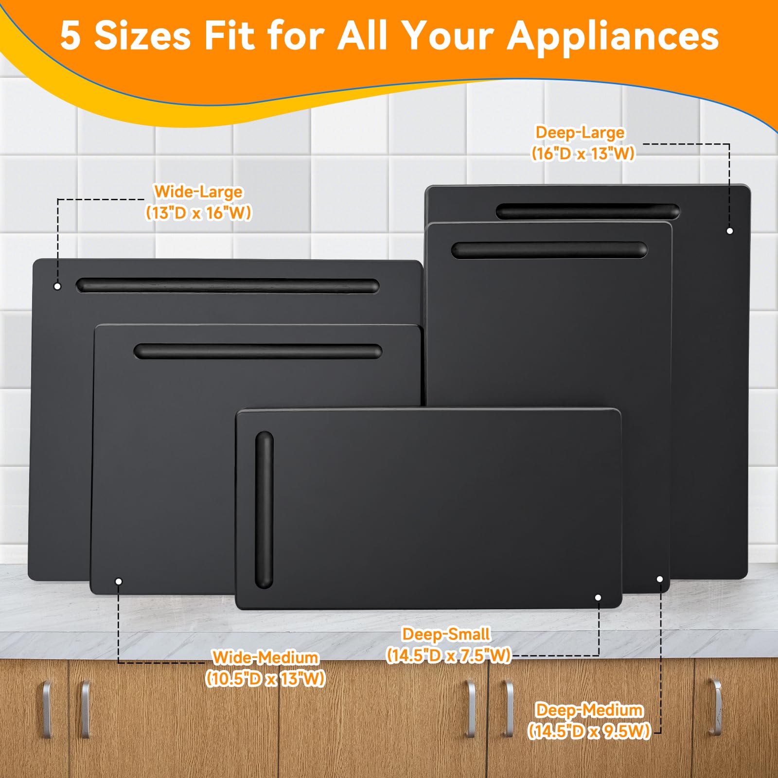 Wood Appliance Sliders with 360' Wheels, Sliding Tray for Coffee Maker & Heavy Kitchen Appliances,Countertop Appliance slider for Kitchen Appliance, Premium Wood Rolling Tray,No Assemble (Wide-Large)