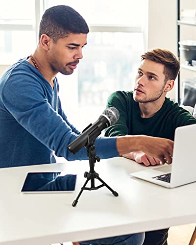Mictop Desktop Mic Stand Portable Foldable Tripod with Mic Clip Holder Adjustable Microphone Stand