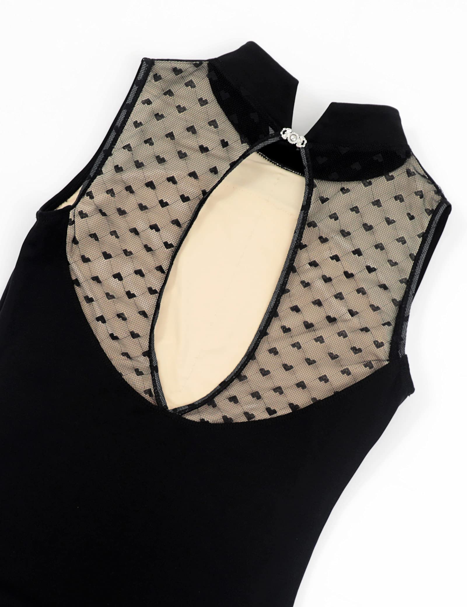 Phoeswan Ballet Leotards for Women, High Neck Black Dance Leotards, Lace Splice Backless Gymnastics Leotards, Size S