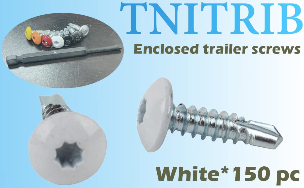 Self Tapping Screws/Self Tapping Sheet Metal Screws for Cargo Trailer Exterior Screws OEM #10 x 3/4 Enclosed Trailer Screws-150 Pack(White)