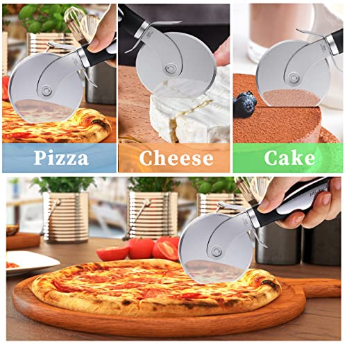 Pizza Cutter Wheel,Mituer 8.2 inch Super Sharp Pizza Cutter, Pizza Slicer With Non-Slip Handle, Stainless Steel Pizza Wheel Cutter, Dishwasher Safe
