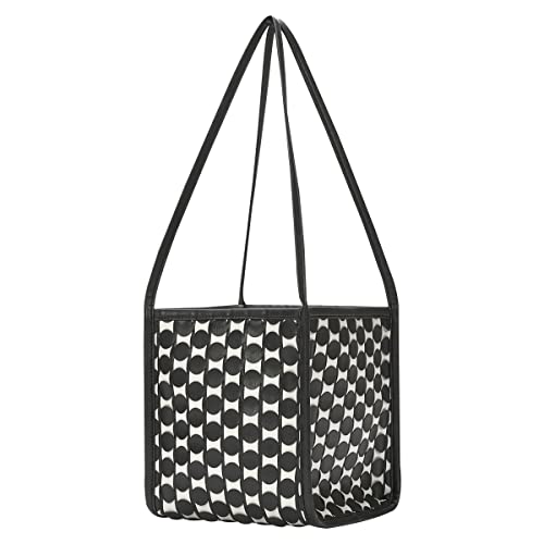 KWANI 0917 Handmade Weaving Tote Bag for Women Work bag Office Shoulder Bag (White Black)