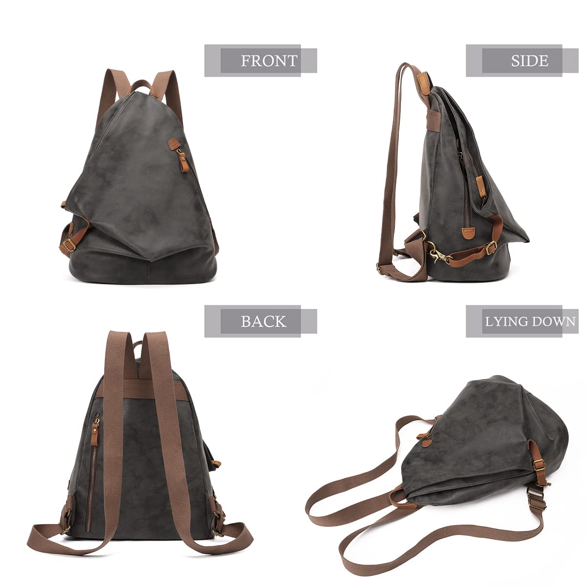 KL928 PU Leather Vintage Backpack β Large Casual Daypack Outdoor Travel Rucksack Hiking Backpacks for Men Women