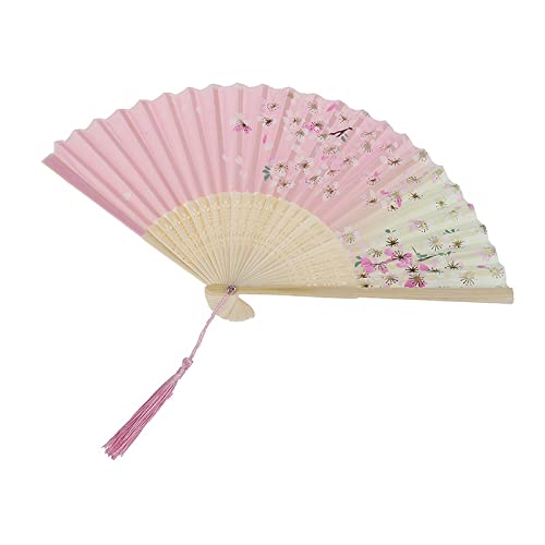 ONILA Folding Hand Fan Vintage Bamboo Folding Hand Held Flower Fan Chinese Dance Party Solid Fan for Party Hand Bamboo Flower Hand Fans Personalized Handheld Fans