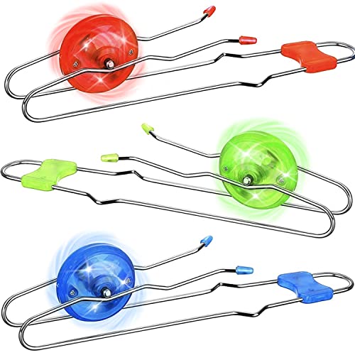Jishi Retro Magic Rail Twirler 3Pcs Light Up Glow Magnetic Gyro Wheel, Kids Classic Vintage Trick Yoyo Sensory Fidget Toys, Cool Unique Nostalgia Gifts Fun Stocking Stuffers for 3+ Year Old Boys Girls