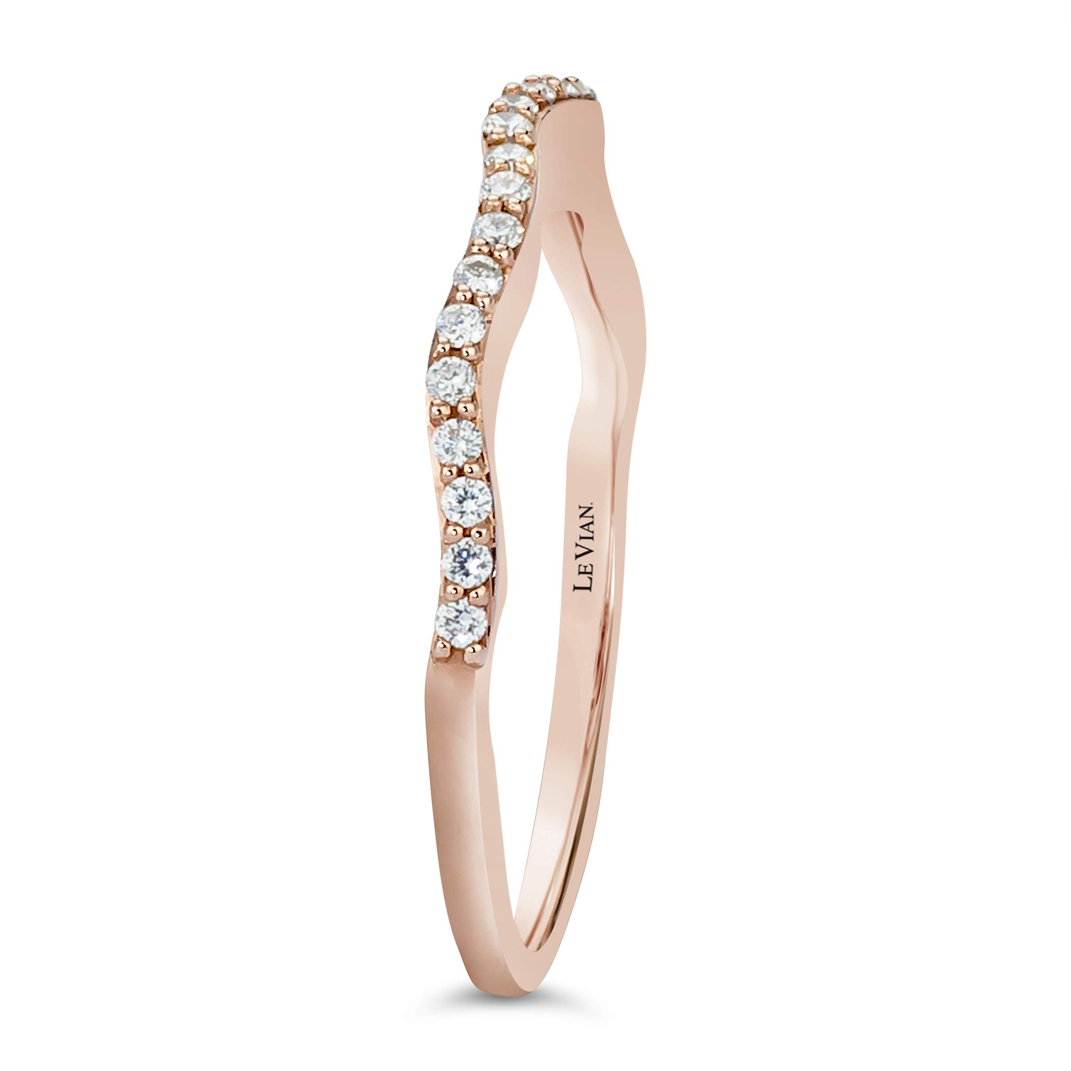 LE VIAN 1/6 Carat Diamond Wavy Stackable Band Ring for Women in 14k Rose Gold (H-I Color, VS2-SI1 Clarity, cttw) Anniversary Wedding Band Ring Size 7 by LeVian